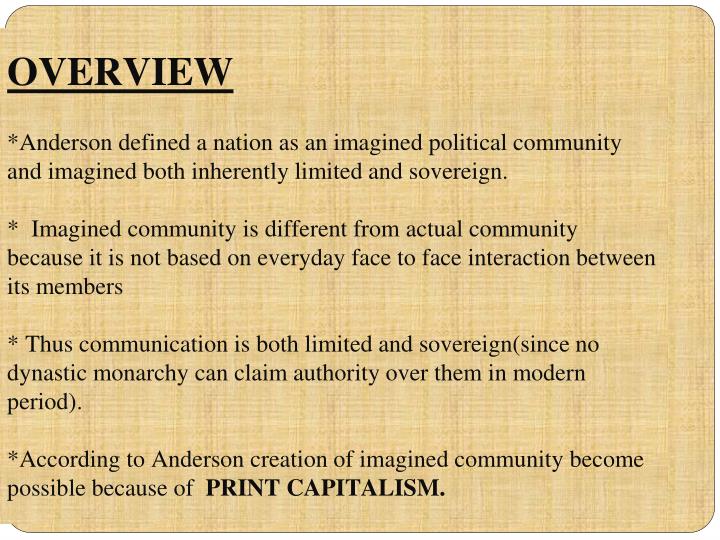 PPT - GENERAL INTRODUCTION TO BENEDICT ANDERSON’S WORK ‘ IMAGINED ...
