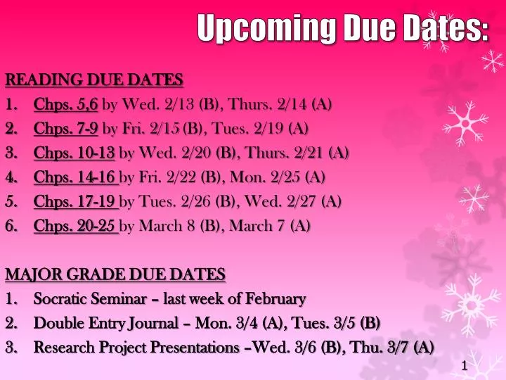 PPT - Upcoming Due Dates: PowerPoint Presentation, free download - ID ...