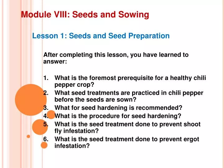 PPT - Module VIII: Seeds and Sowing PowerPoint Presentation, free ...