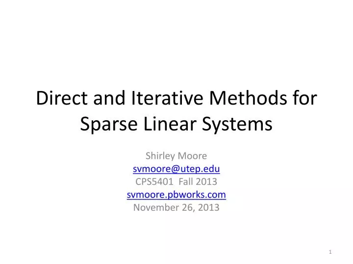 Ppt Direct And Iterative Methods For Sparse Linear Systems Powerpoint Presentation Id 2527314