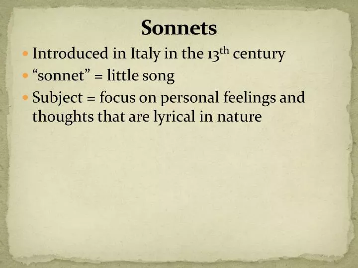 PPT - Sonnets PowerPoint Presentation, free download - ID:2527398