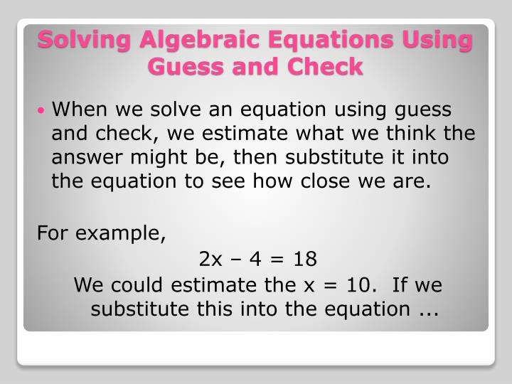 PPT - Solving Algebraic Equations PowerPoint Presentation - ID:2528886