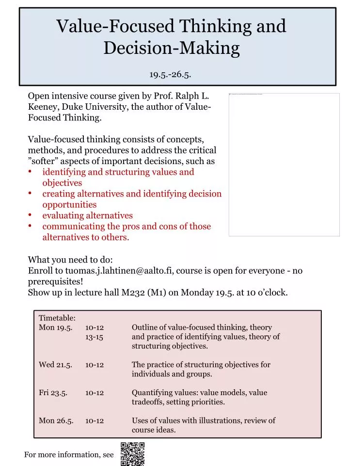 PPT - Value-Focused Thinking and Decision-Making PowerPoint ...