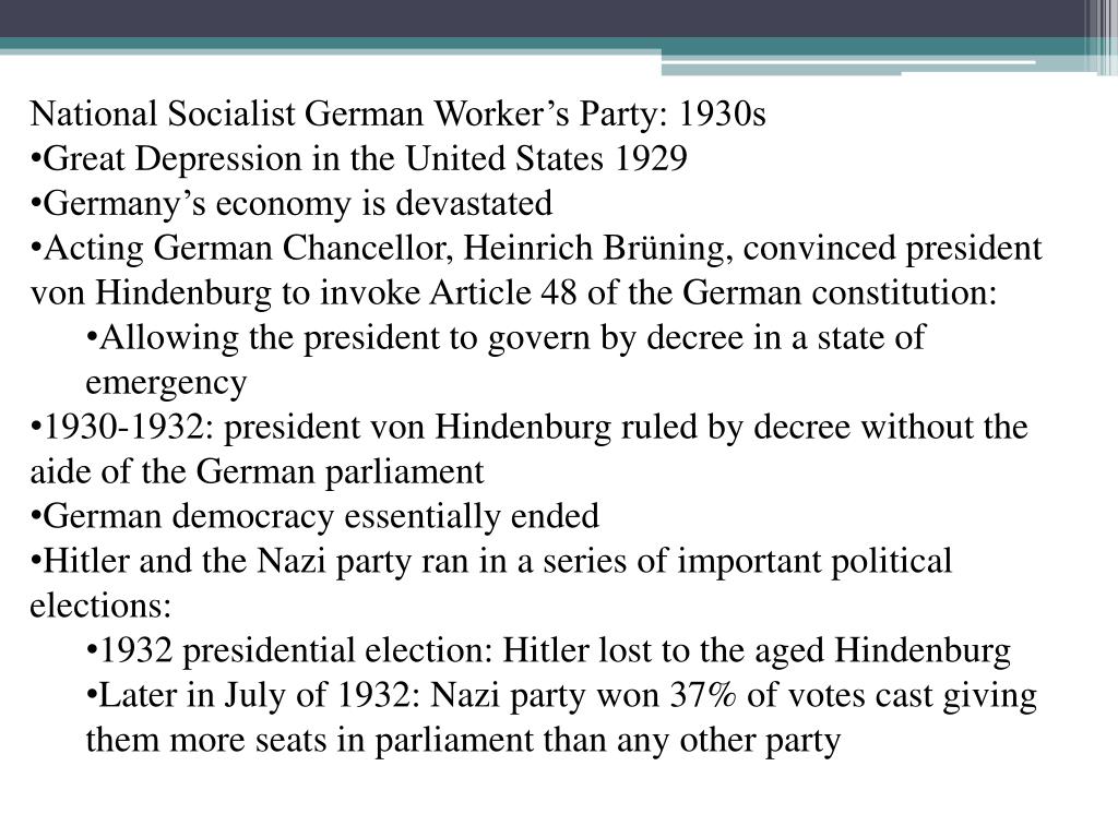 PPT - The Ascendancy of the Nazi Party: Germany's Political Landscape ...