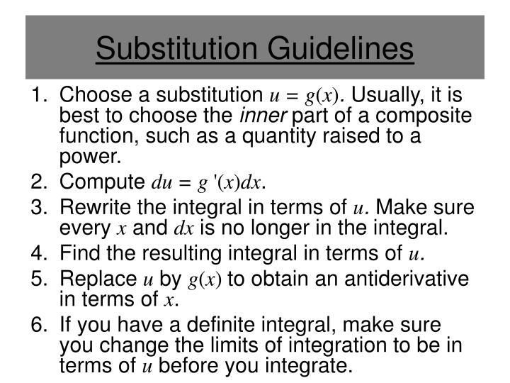 PPT - Section 4.5 – Integration by Substitution PowerPoint Presentation ...