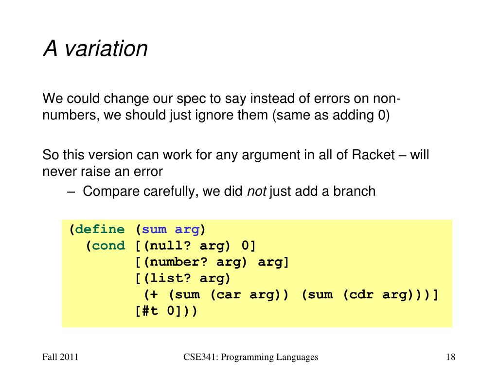 Ppt Cse341 Programming Languages Lecture 14 Introduction To Racket Powerpoint Presentation