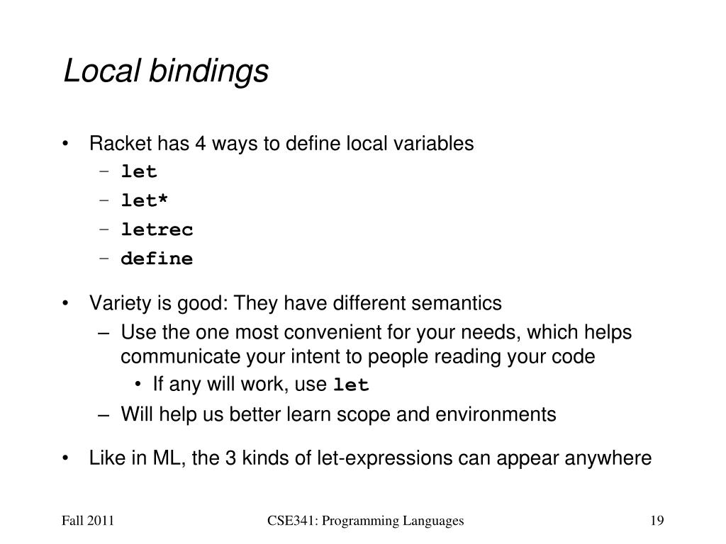 Ppt Cse341 Programming Languages Lecture 14 Introduction To Racket Powerpoint Presentation
