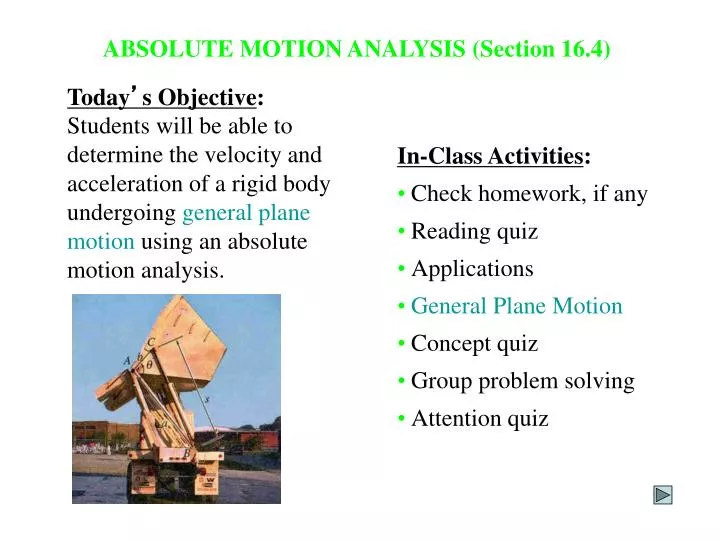 PPT - ABSOLUTE MOTION ANALYSIS (Section 16.4) PowerPoint Presentation ...