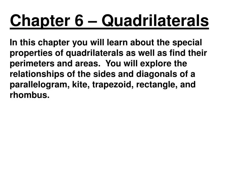 PPT - Chapter 6 – Quadrilaterals PowerPoint Presentation, free download ...