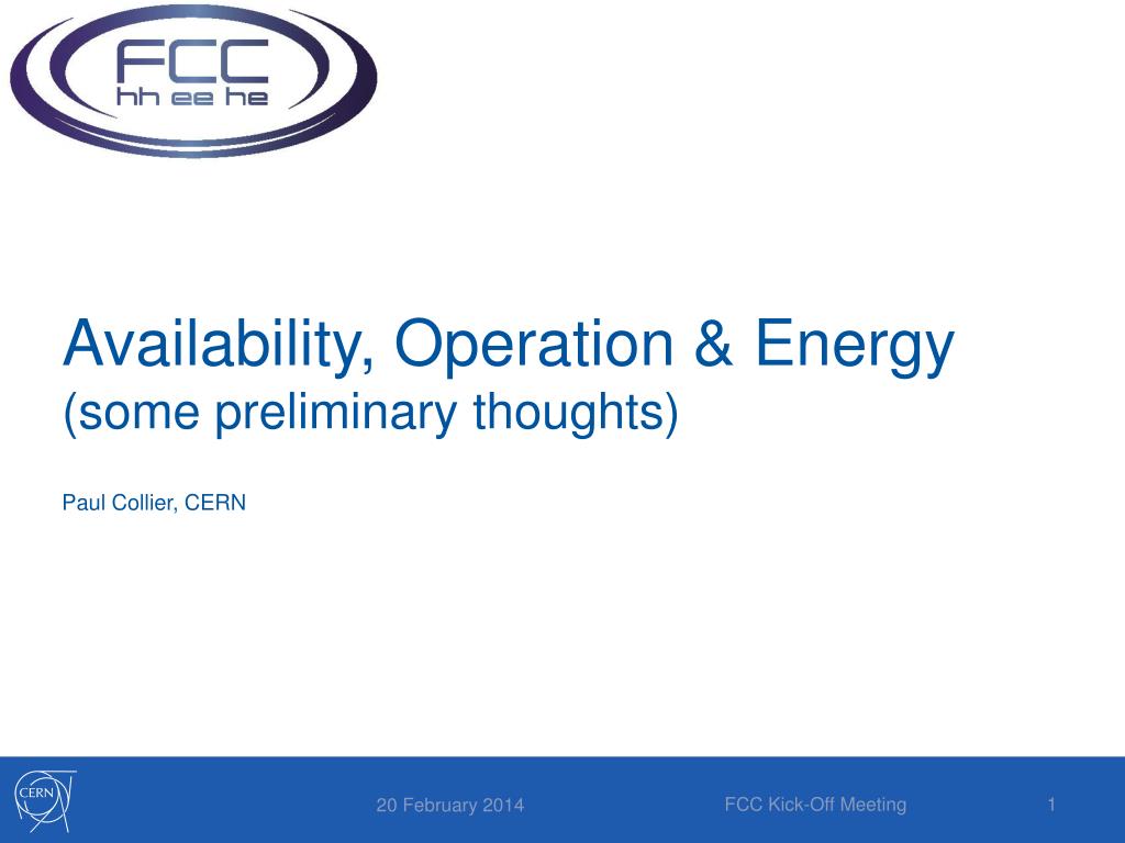 Ppt Availability Operation And Energy Some Preliminary Thoughts