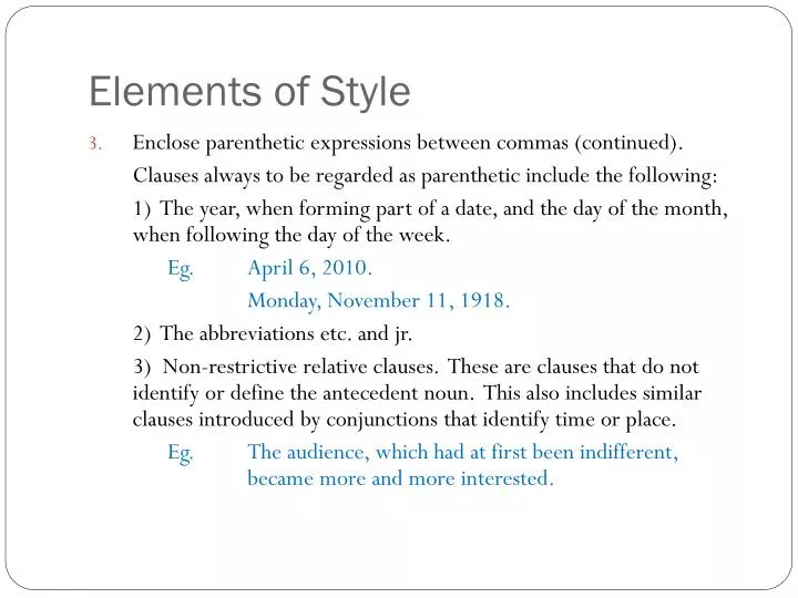 PPT - Elements of Style PowerPoint Presentation, free download - ID:2537556
