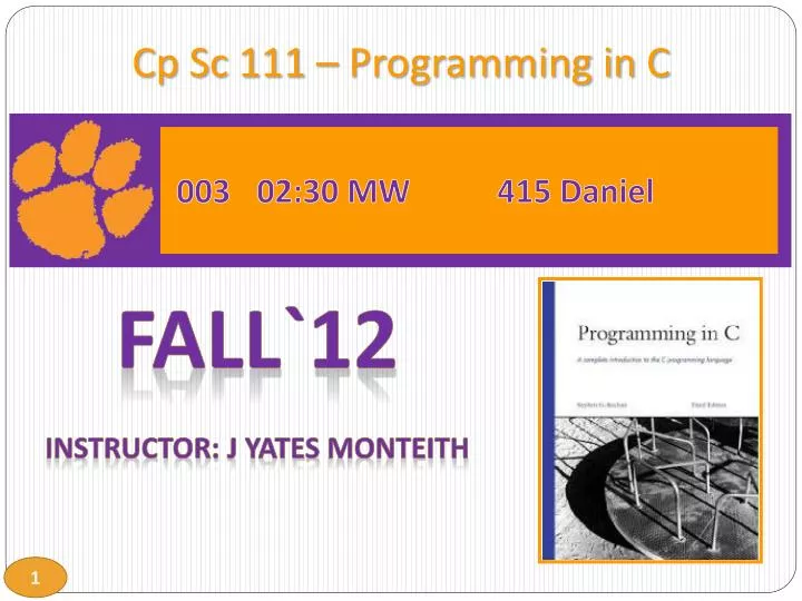 PPT - Cp Sc 111 – Programming in C PowerPoint Presentation, free ...