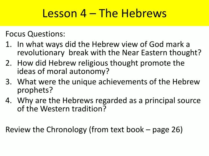 PPT - Lesson 4 – The Hebrews PowerPoint Presentation, free download ...