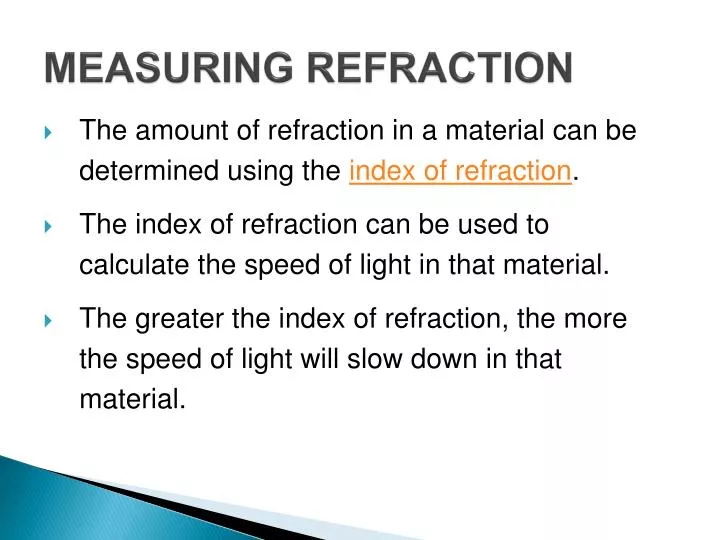 PPT - MEASURING REFRACTION PowerPoint Presentation, free download - ID ...