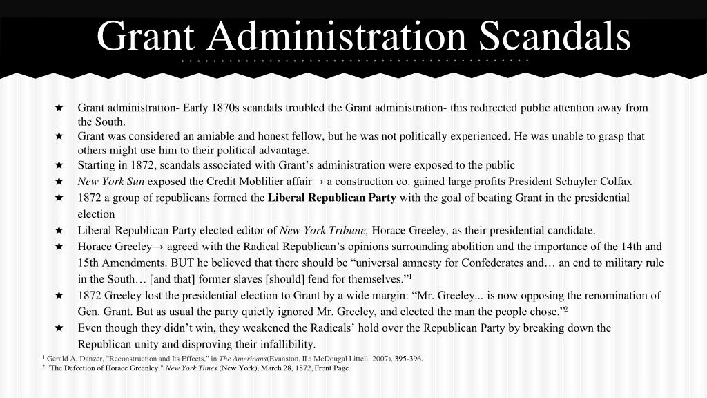 PPT - The Republican Party Split in the Grant Administration Scandals ...