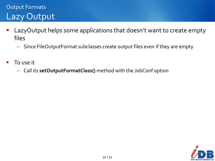 PPT - O’Reilly – Hadoop : The Definitive Guide Ch.7 MapReduce Types and ...