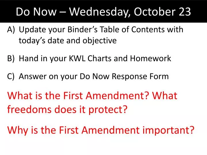 PPT - Do Now – Wednesday, October 23 PowerPoint Presentation, free ...