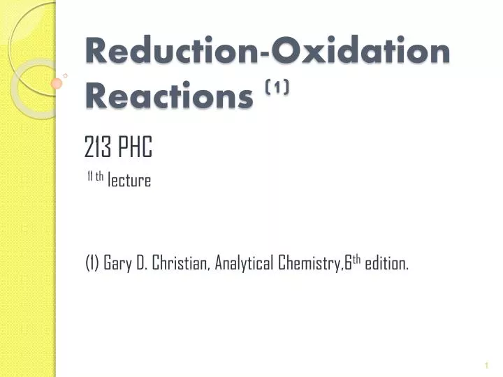 PPT - Reduction-Oxidation Reactions (1) PowerPoint Presentation, free ...