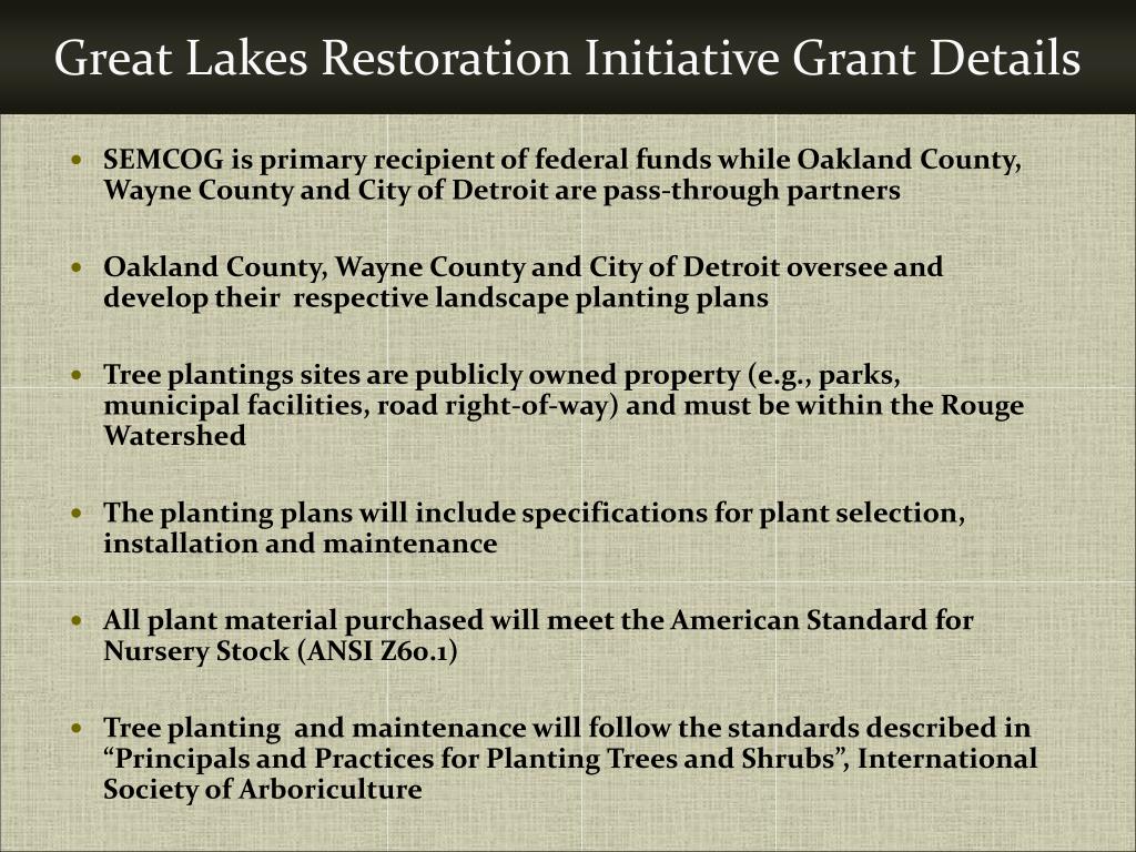 PPT - Oakland County Planning Office Project Funding Sources GLRI Grant ...