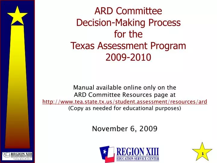 PPT - ARD Committee Decision-Making Process for the Texas Assessment ...