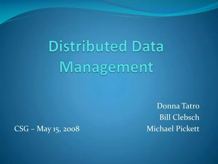 PPT - Distributed Data Management PowerPoint Presentation, free ...