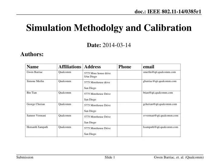 PPT - Simulation Methodolgy and Calibration PowerPoint Presentation ...