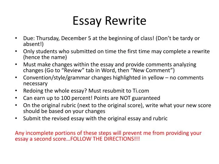 PPT - Essay Rewrite PowerPoint Presentation, free download - ID:2567250