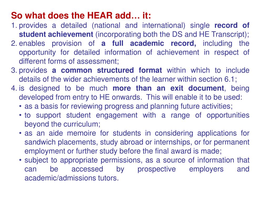 PPT - The Higher Education Achievement Report: (and its relationship to ...