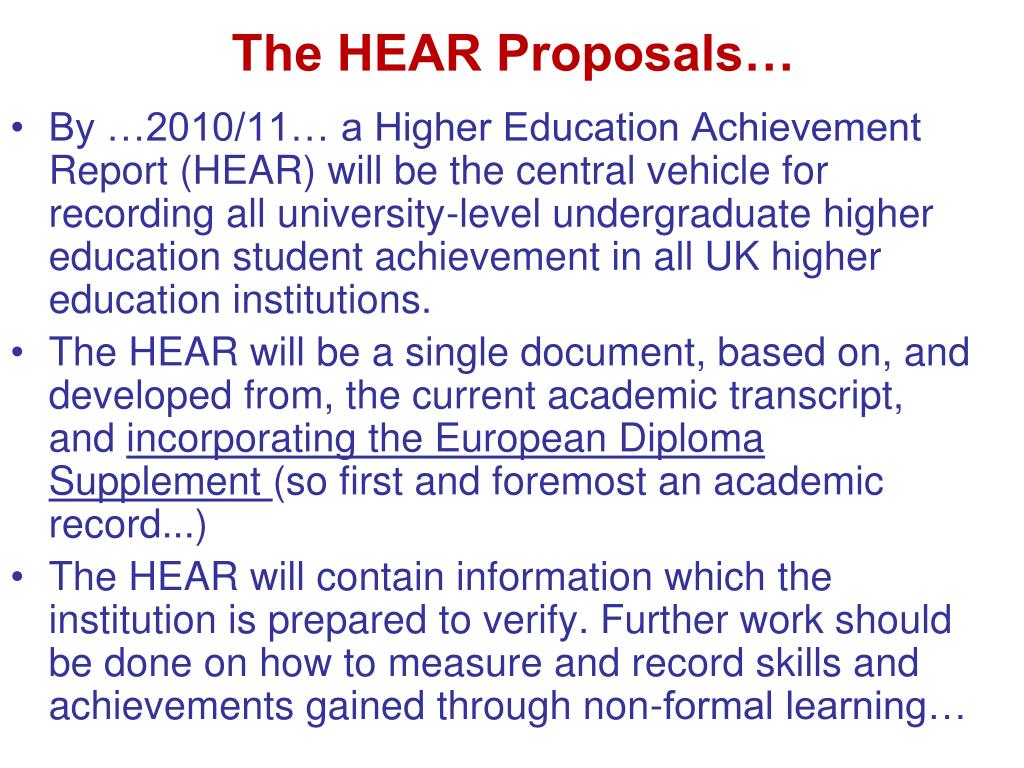 PPT - The Higher Education Achievement Report: (and its relationship to ...