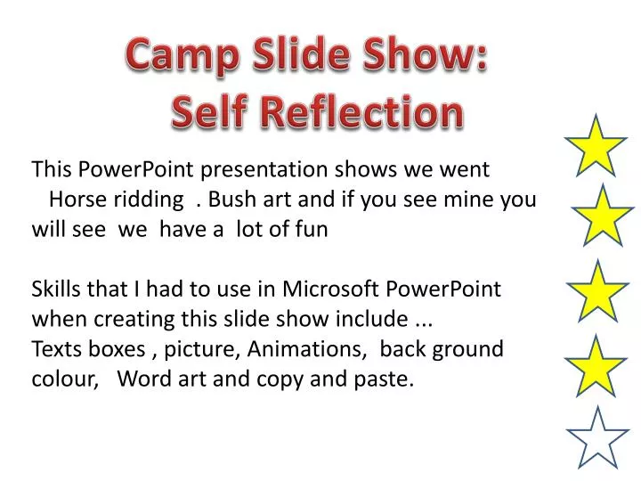 PPT - Camp Slide Show: Self Reflection PowerPoint Presentation, free ...