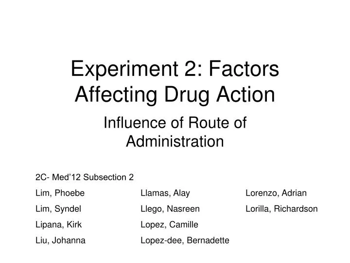 PPT - Experiment 2: Factors Affecting Drug Action PowerPoint ...