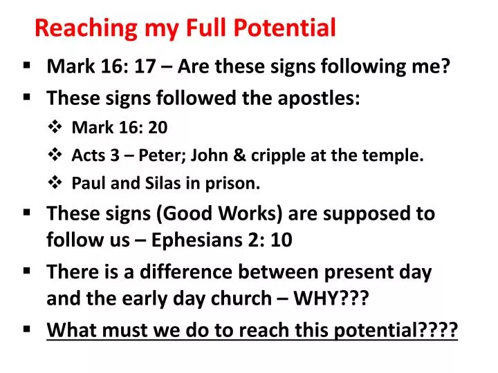 PPT - Reaching my Full Potential PowerPoint Presentation, free download ...