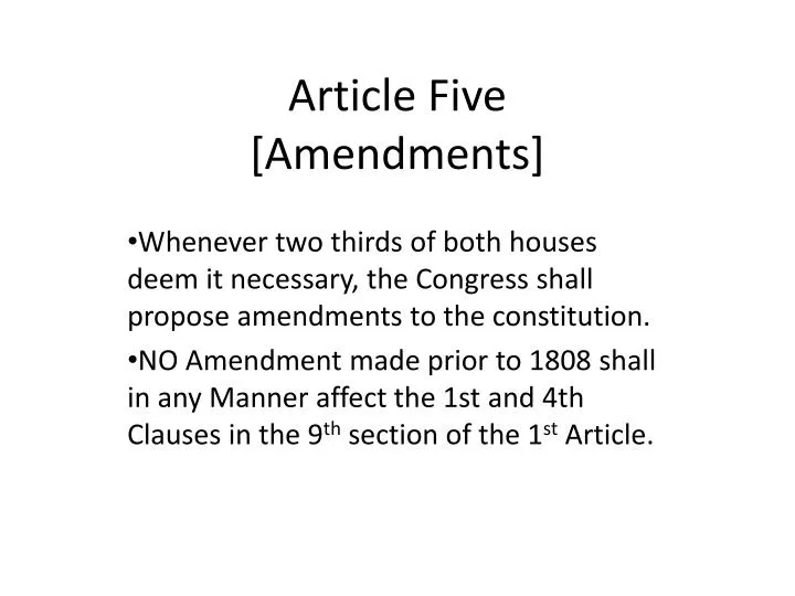 PPT - Article Five [Amendments] PowerPoint Presentation, free download ...