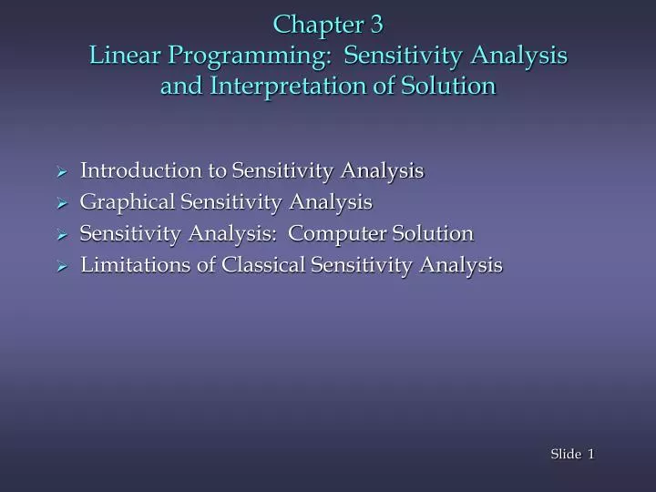 PPT - Chapter 3 Linear Programming: Sensitivity Analysis and ...