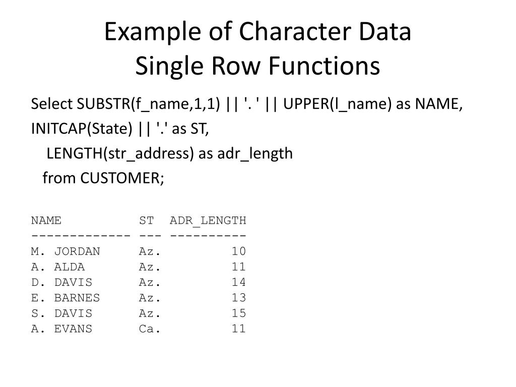 Ppt Sql Functions Character Functions And Tochar Date Formatting Powerpoint Presentation Id 8031