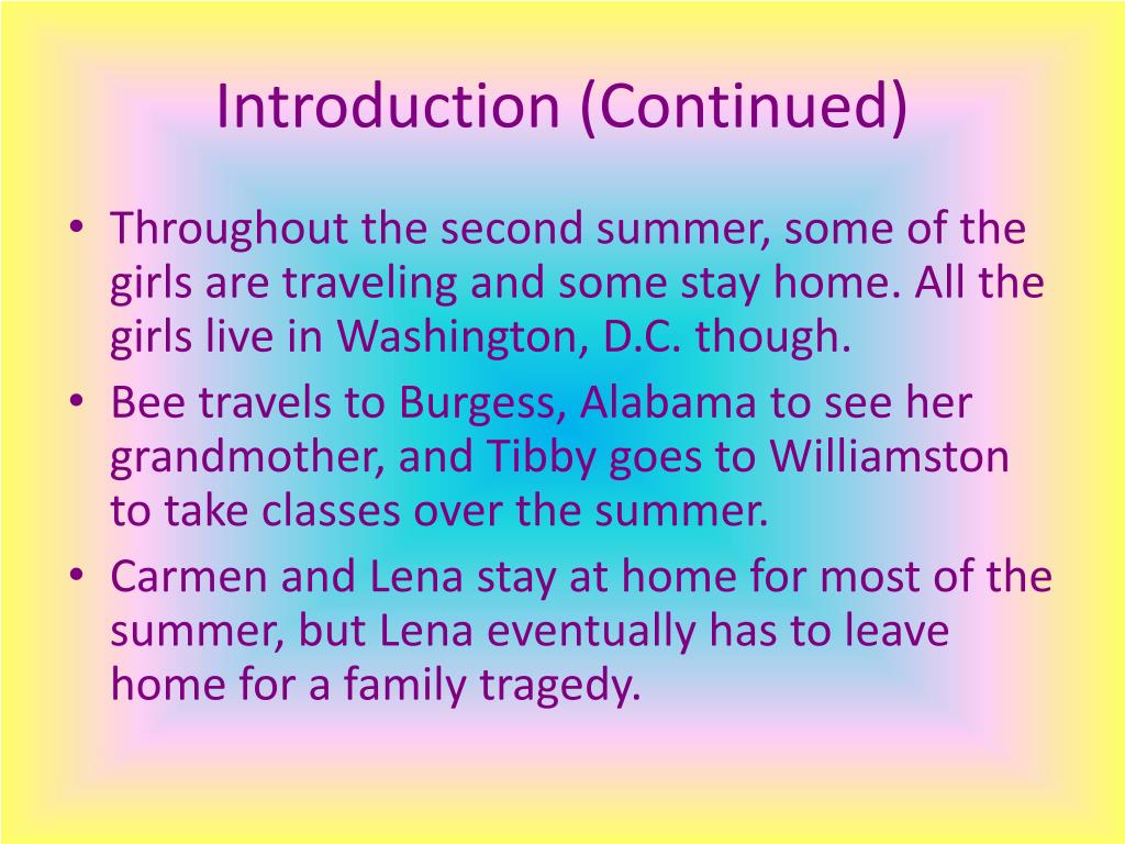 PPT - The Second Summer of the Sisterhood PowerPoint Presentation, free ...