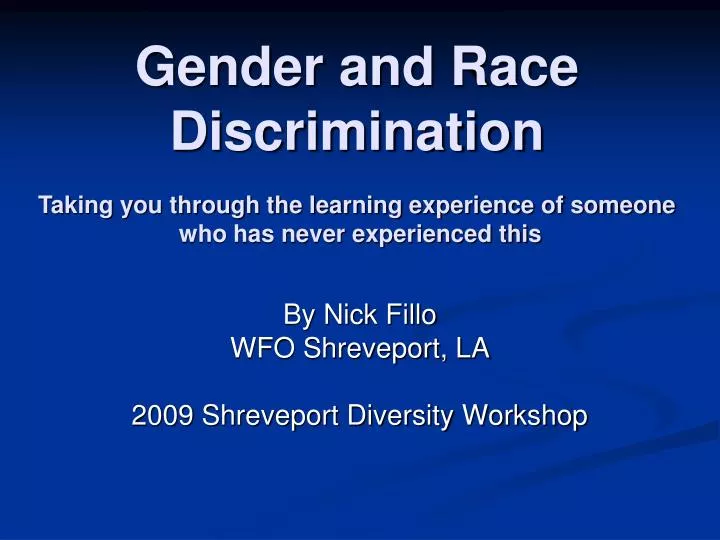 PPT - Gender and Race Discrimination PowerPoint Presentation, free ...