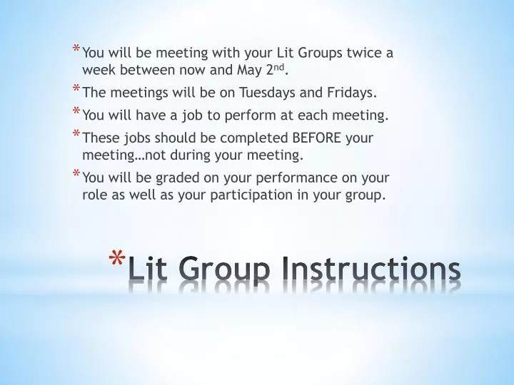 PPT - Lit Group Instructions PowerPoint Presentation, free download ...