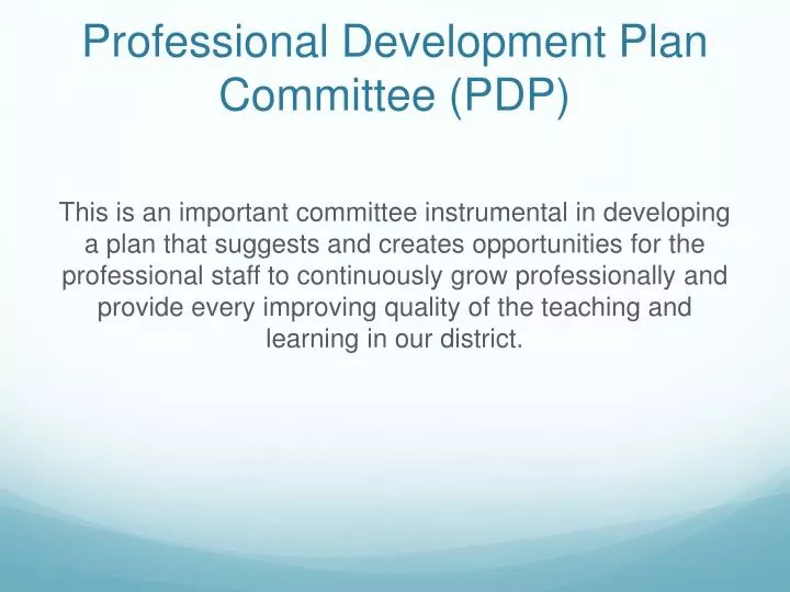 PPT - Professional Development Plan Committee (PDP) PowerPoint ...