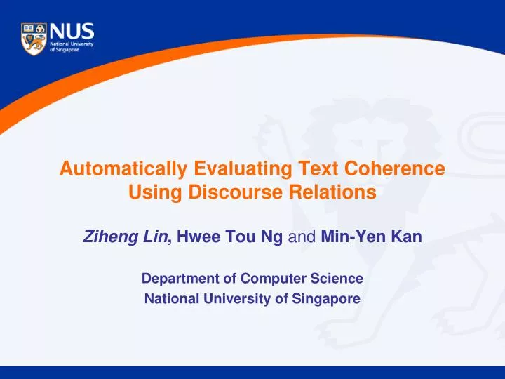 Ppt Automatically Evaluating Text Coherence Using Discourse Relations Powerpoint Presentation