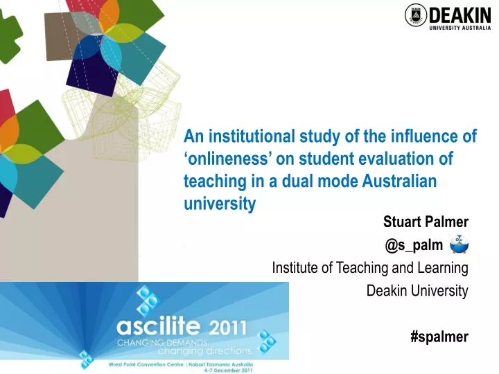 PPT - Stuart Palmer @s_palm . Institute of Teaching and Learning Deakin ...