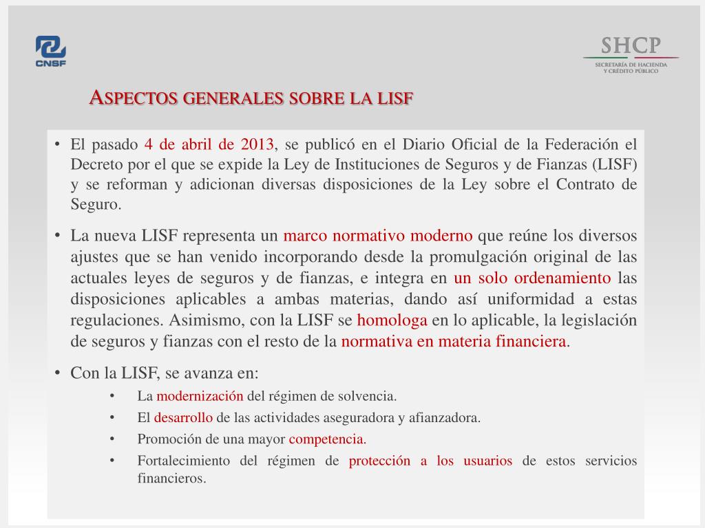 PPT - MODERNIZACIÓN A LA REGULACIÓN EN MATERIA DE SEGUROS Y FIANZAS ...
