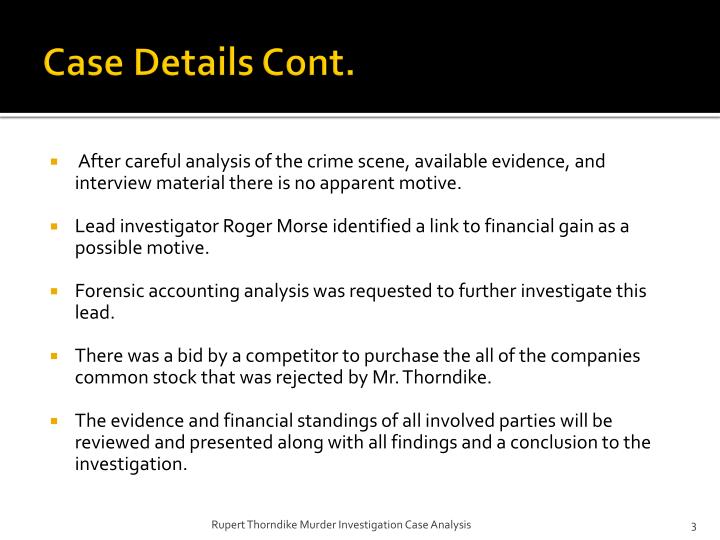 PPT - Rupert Thorndike Murder Investigation Case Analysis PowerPoint ...