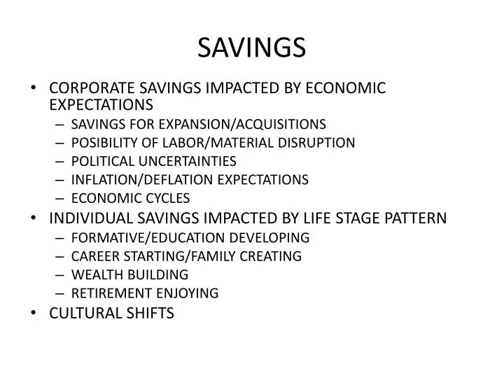 PPT - SAVINGS PowerPoint Presentation, free download - ID:2583023