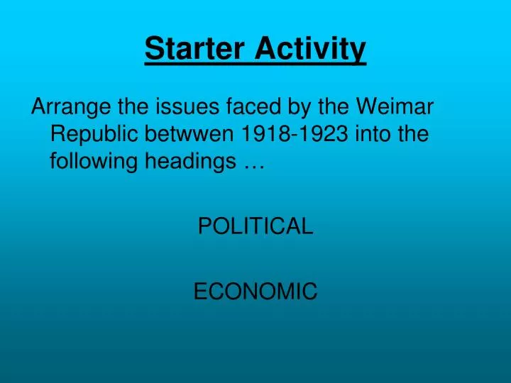 PPT - Starter Activity PowerPoint Presentation, free download - ID:2583222