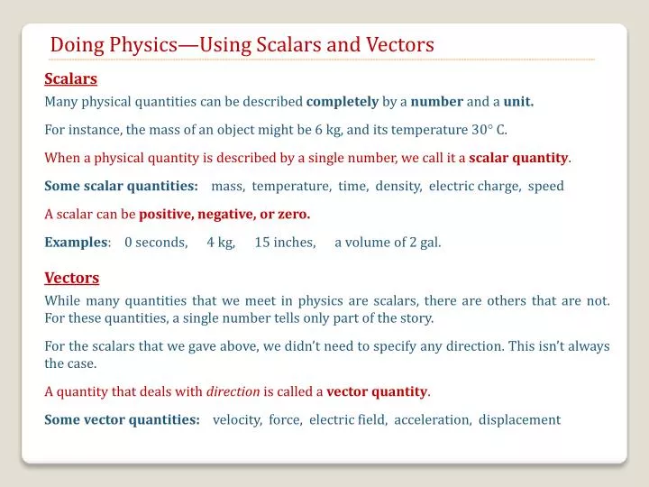 PPT - Doing Physics—Using Scalars and Vectors PowerPoint Presentation ... PPT - Doing Physics—Using Scalars and Vectors PowerPoint Presentation ...