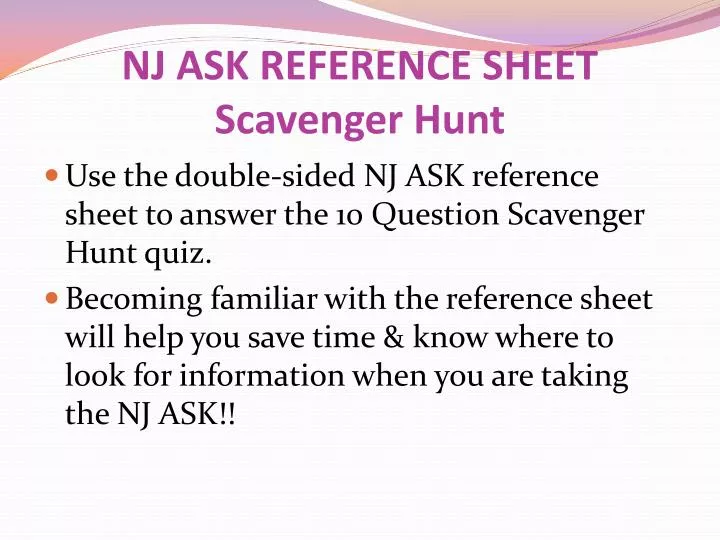 PPT - NJ ASK REFERENCE SHEET Scavenger Hunt PowerPoint Presentation ...