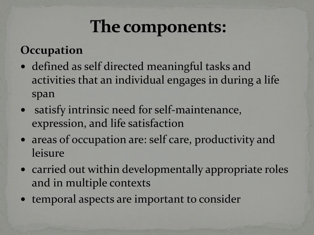 PPT - The Person-Environment-Occupation Model Law et al, 1996 ...