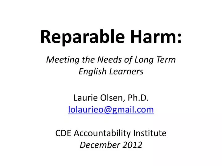 PPT - Reparable Harm: PowerPoint Presentation, free download - ID:2584714