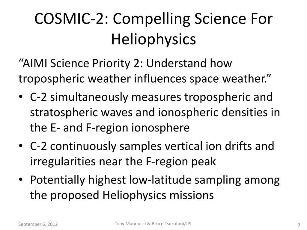 PPT - The COSMIC-2 Mission: Opportunities for Heliophysics PowerPoint ...